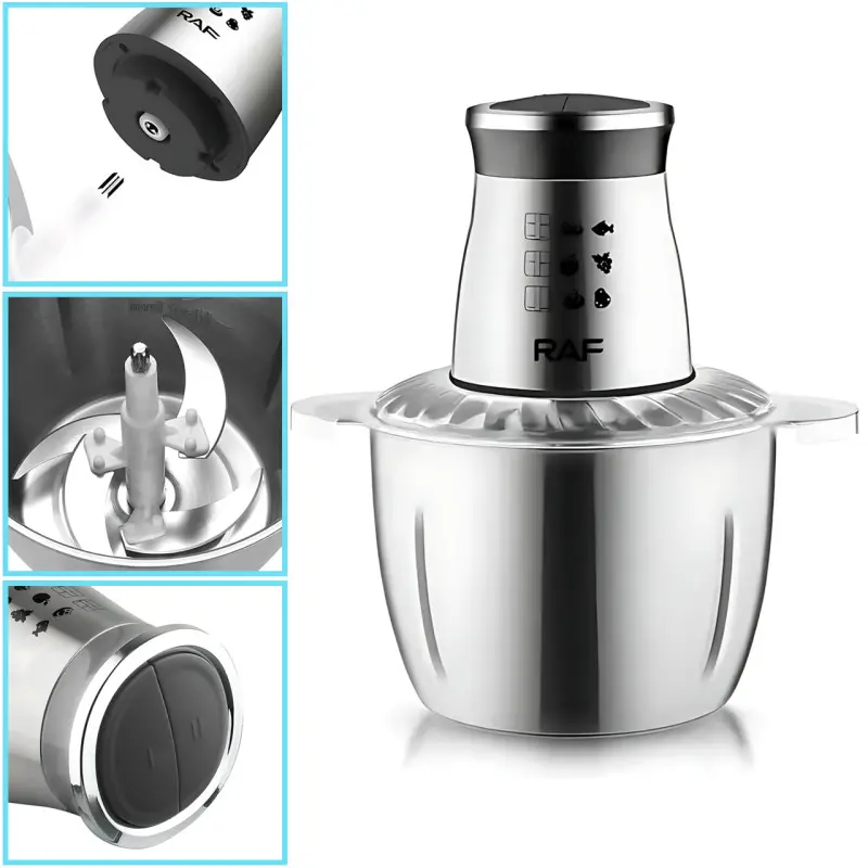 Измельчитель продуктов RAF R.7030 – 1000W, 3L, нержавеющая сталь, 4 лезвия, защита от перегрева