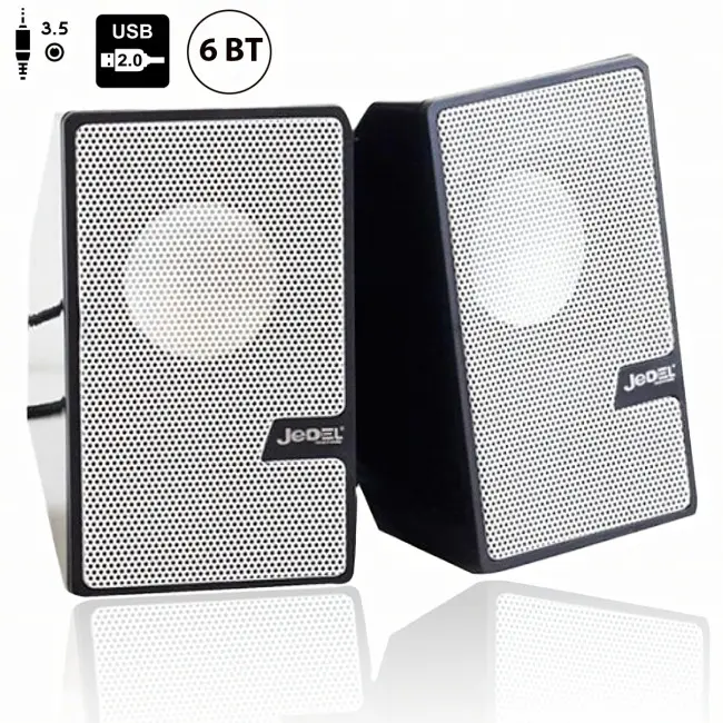 Колонки JEDEL S511, 2.0 USB+3,5 ММ, проводная стерео акустика для PC и ноутбука, 3 Вт*2, черный цвет