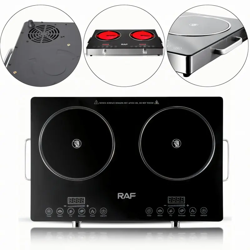 Электрическая двойная индукционная плита RAF R.8050, 7000 Вт, две конфорки, сенсорное управление